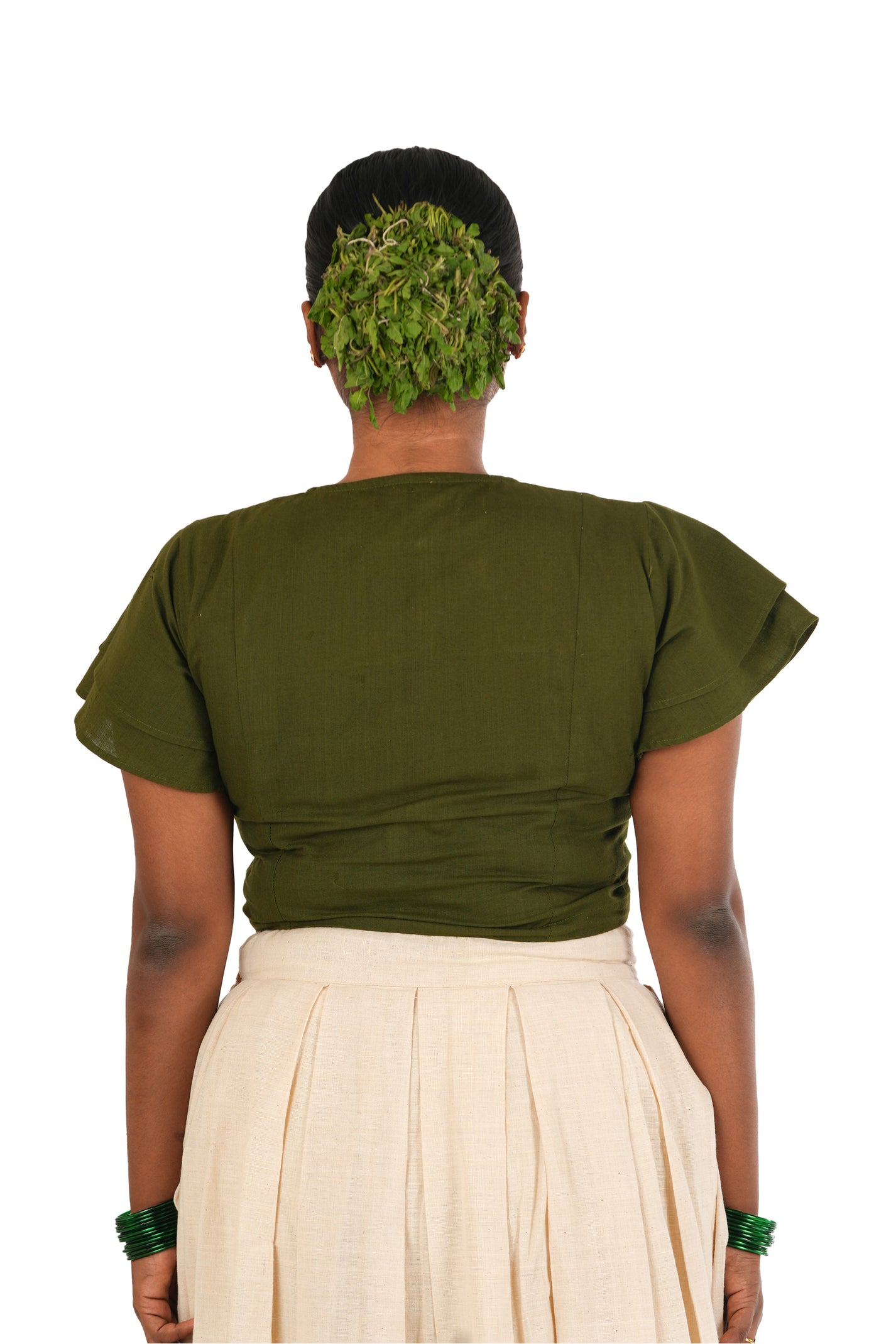 Handloom Hand Embroidered Marigold Sap Green Crop Top – Suee - Sewing ...